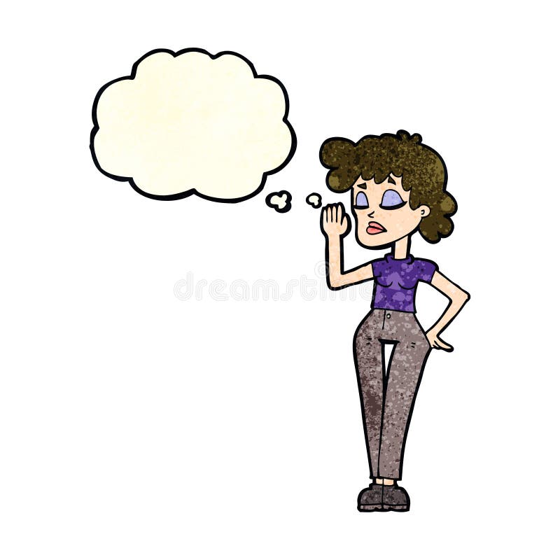 Cartoon Woman Ignoring with Thought Bubble Stock Illustration ...