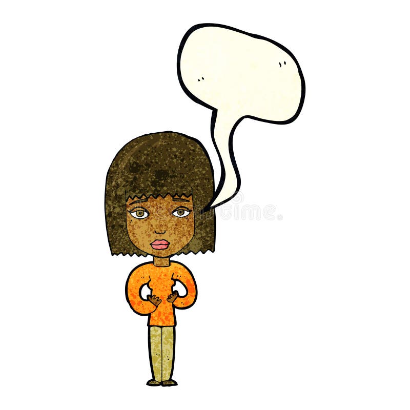 Cartoon Woman Indicating Self with Speech Bubble Stock Illustration ...