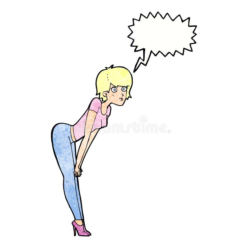 Cartoon Woman Looking at Something with Speech Bubble Stock ...