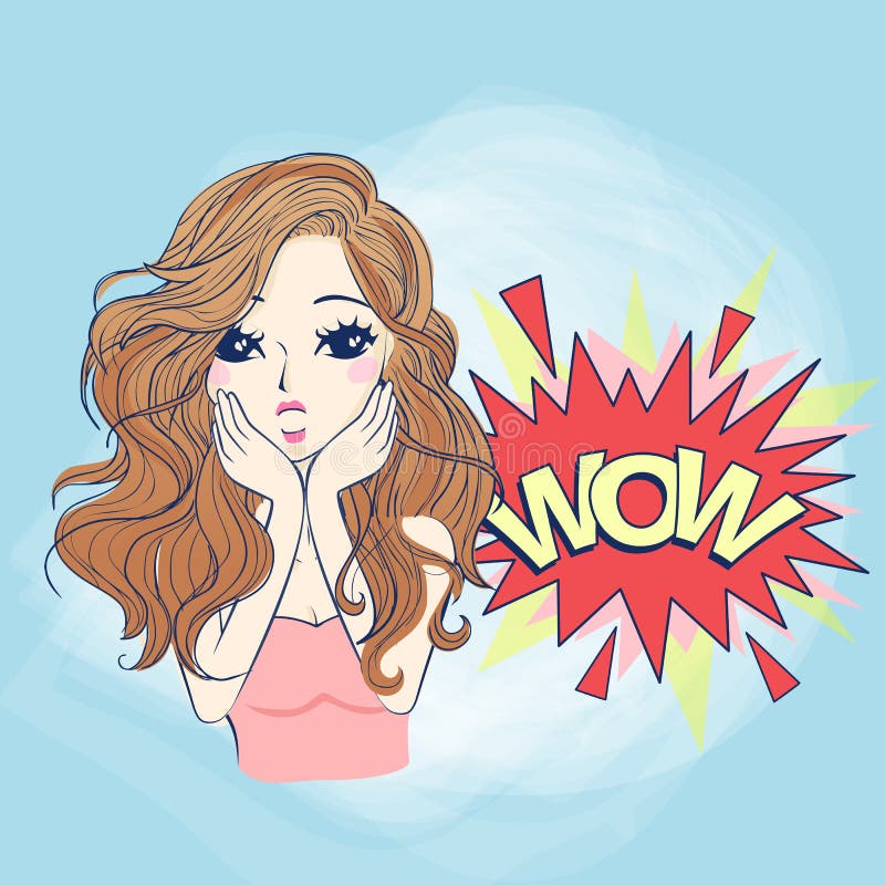 Cartoon Woman Make Wow Expression Stock Vector - Illustration of asian ...
