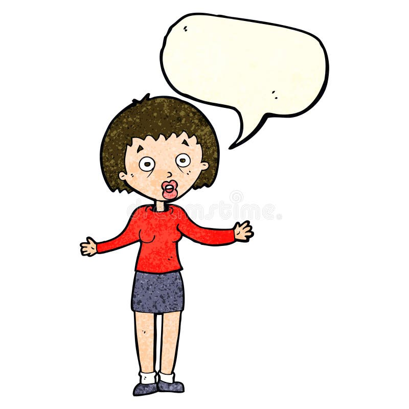 Cartoon Woman Making Excuses with Speech Bubble Stock Illustration ...