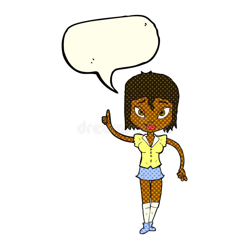 Cartoon Woman Making Point with Speech Bubble Stock Illustration ...