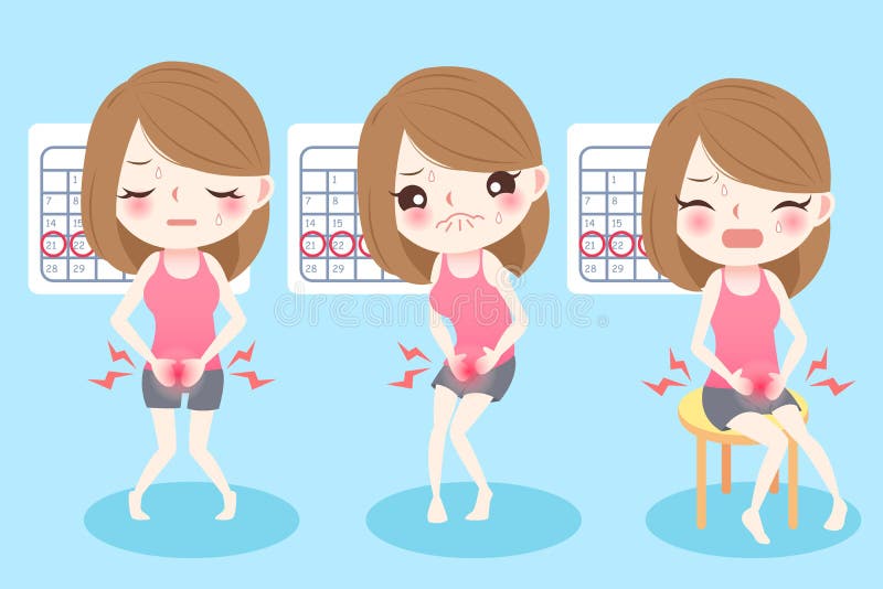 Cartoon Woman with Menstruation Stock Vector - Illustration of belly ...
