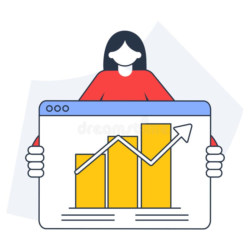 Cartoon Woman Presenting Infographic Chart on White Stock Illustration ...