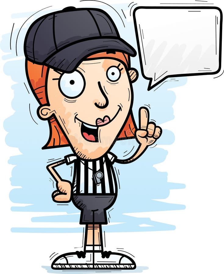 Cartoon Woman Referee Talking Stock Vector - Illustration of balloon ...
