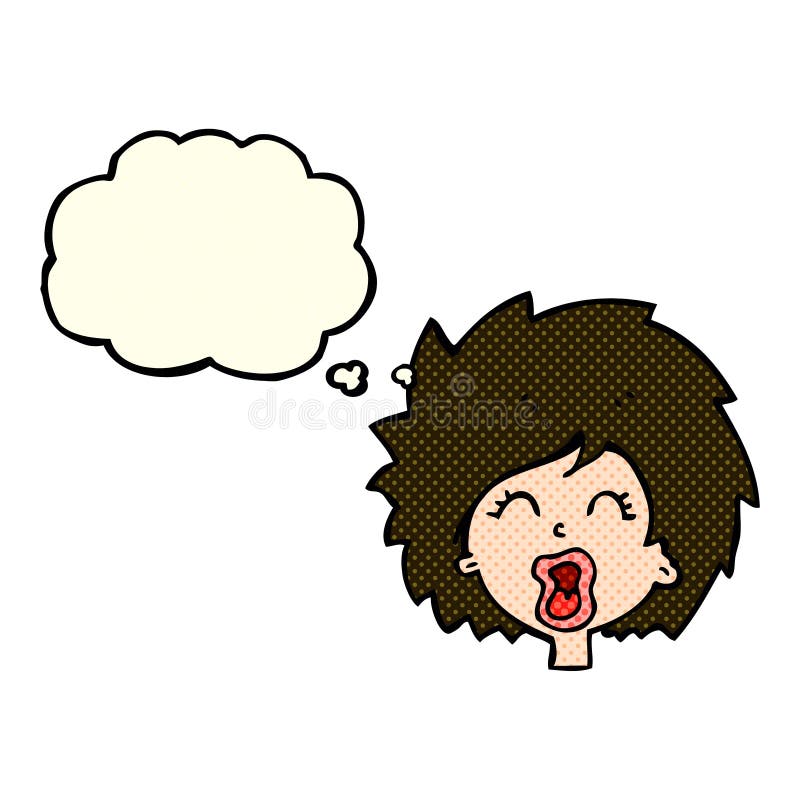 Cartoon Woman Screaming with Thought Bubble Stock Illustration ...