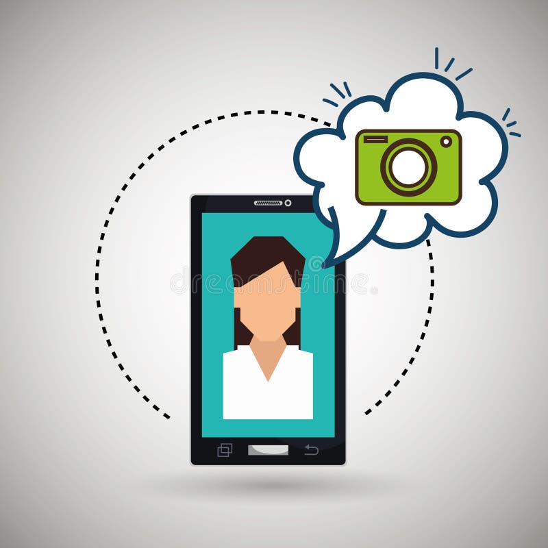 Cartoon Woman Smartphone Camera Stock Illustration - Illustration of ...
