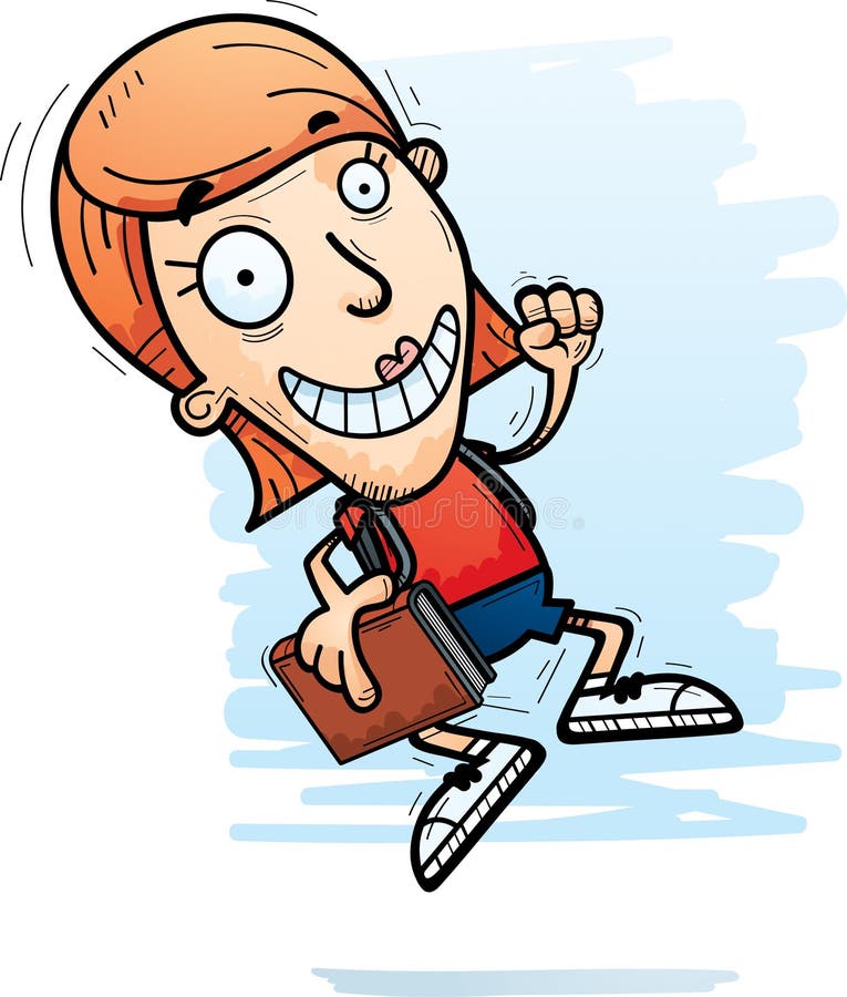 Cartoon Woman Student Jumping Stock Vector - Illustration of vector ...