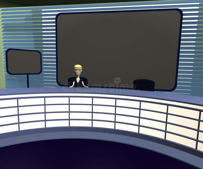 Cartoon Woman in Suit in Tv Studio Stock Illustration - Illustration of ...