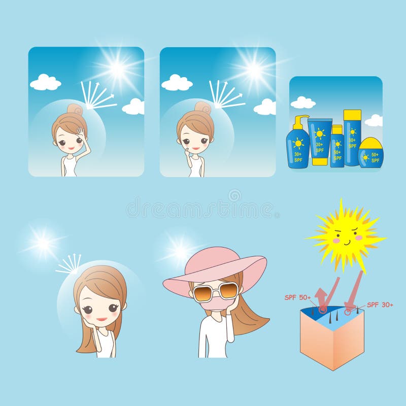 Cartoon Woman with Sunscream Stock Vector - Illustration of ocean ...