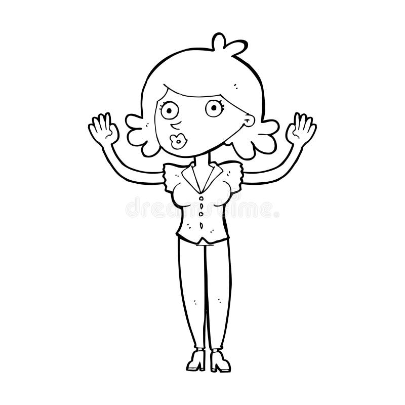 Cartoon woman surrendering stock illustration. Illustration of retro ...