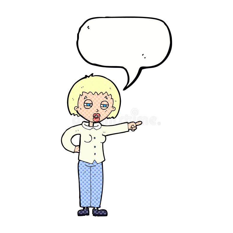 Cartoon Woman Telling Off with Speech Bubble Stock Illustration ...