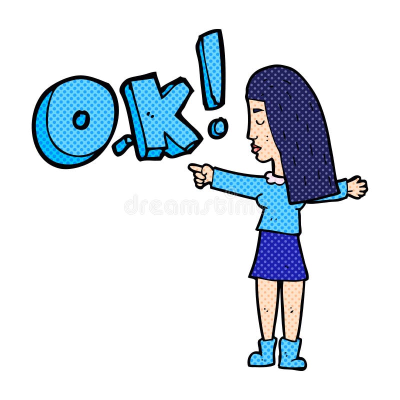 Cartoon woman thinking OK stock illustration. Illustration of female ...