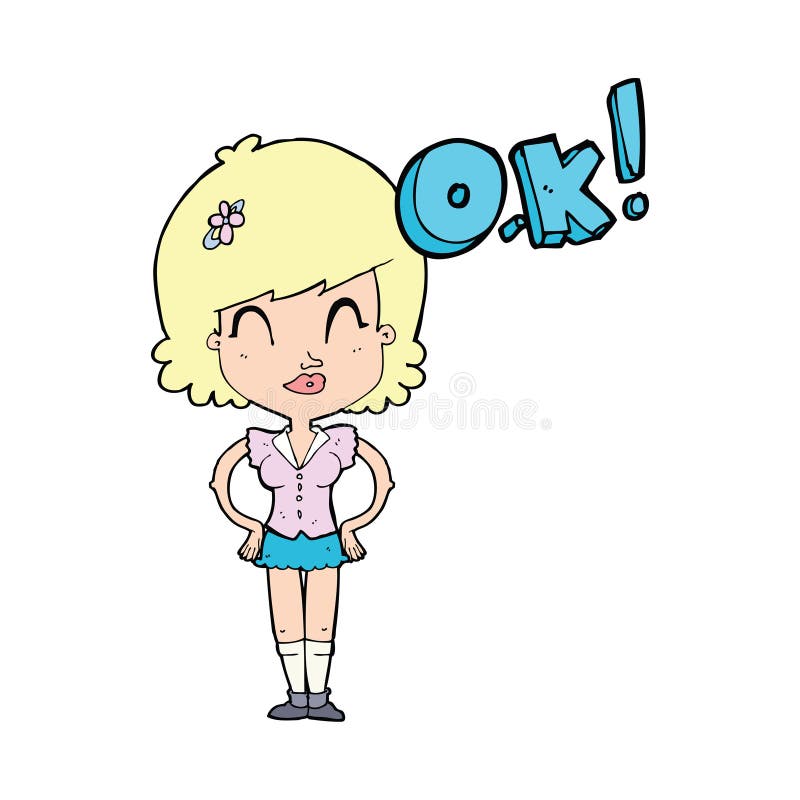 Cartoon woman thinking OK stock illustration. Illustration of cartoon ...