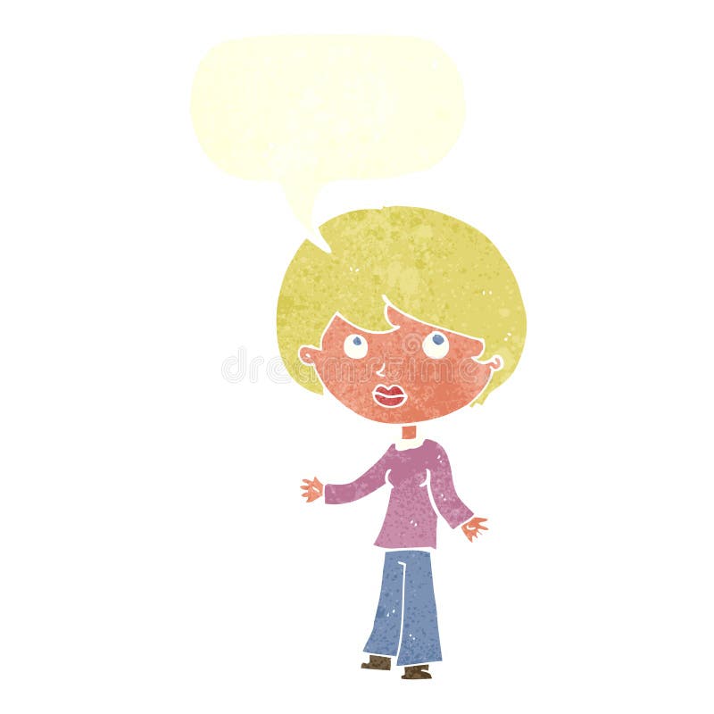 Cartoon Woman Thinking with Speech Bubble Stock Illustration ...