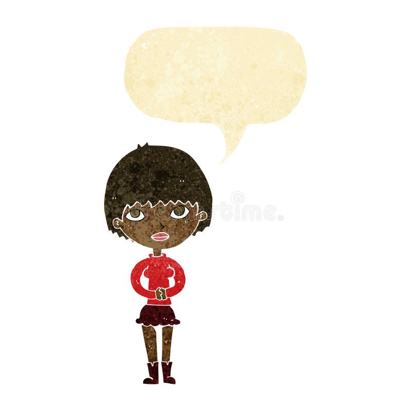 Cartoon Woman Waiting Patiently with Speech Bubble Stock Illustration ...