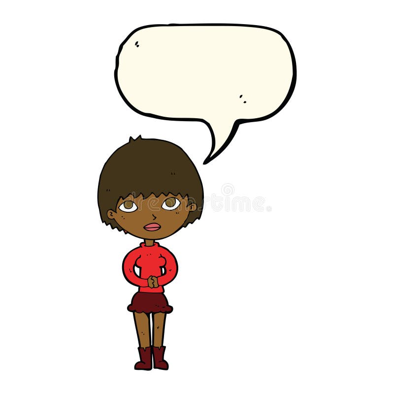 Cartoon Woman Waiting Patiently with Speech Bubble Stock Illustration ...