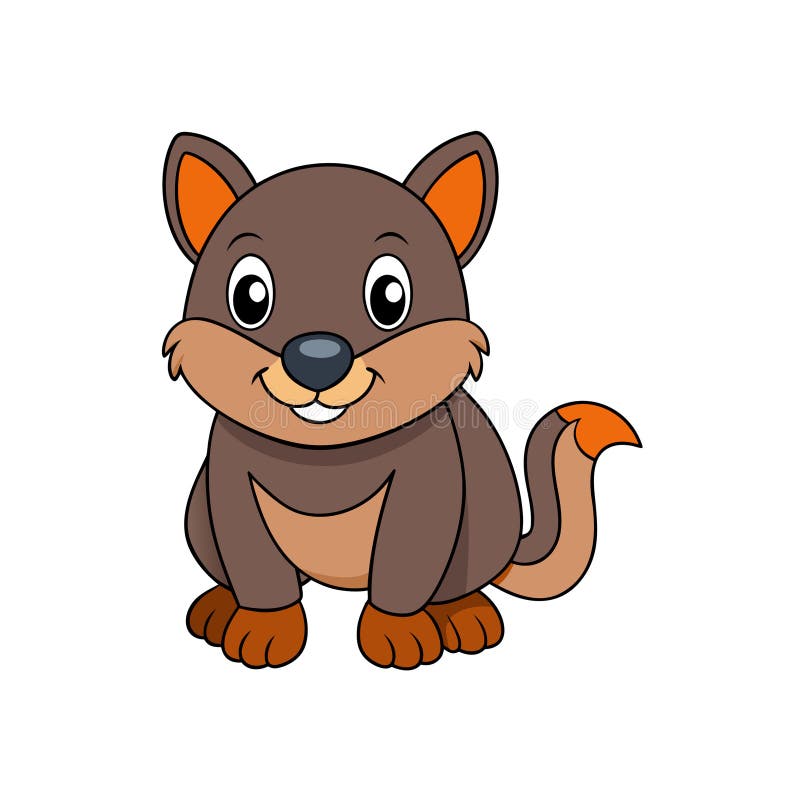Cartoon Wombat Illustration with a Smiling Expression and Outline Stock ...