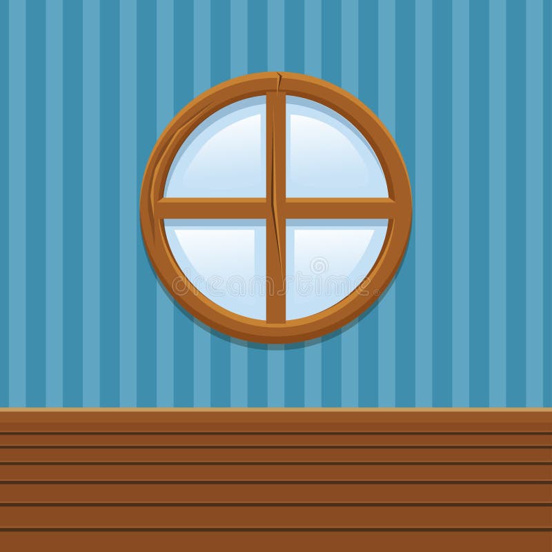 Cartoon Wooden Round Window, Set Home Interior Stock Vector ...