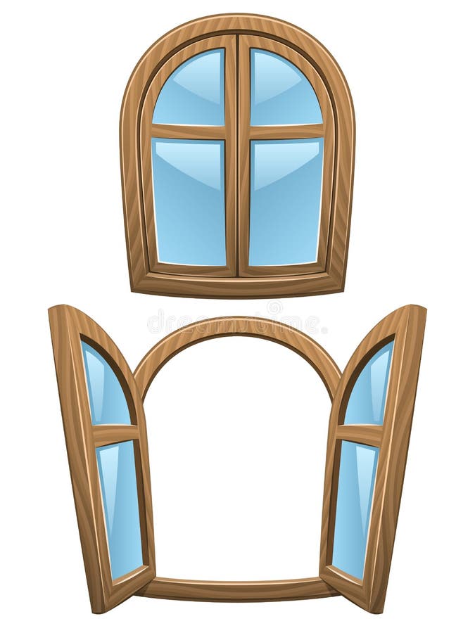 Cartoon wooden windows stock vector. Illustration of background - 8937875