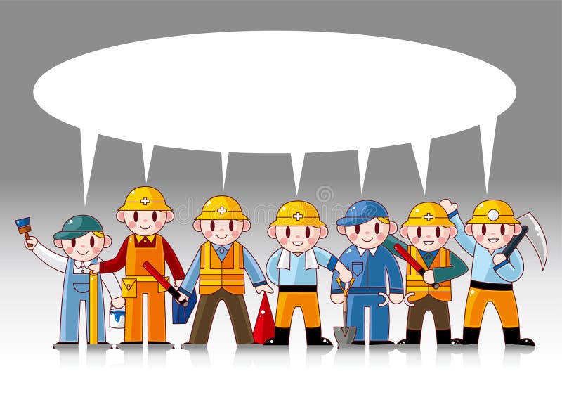Cartoon worker card stock vector. Illustration of builder - 20026309