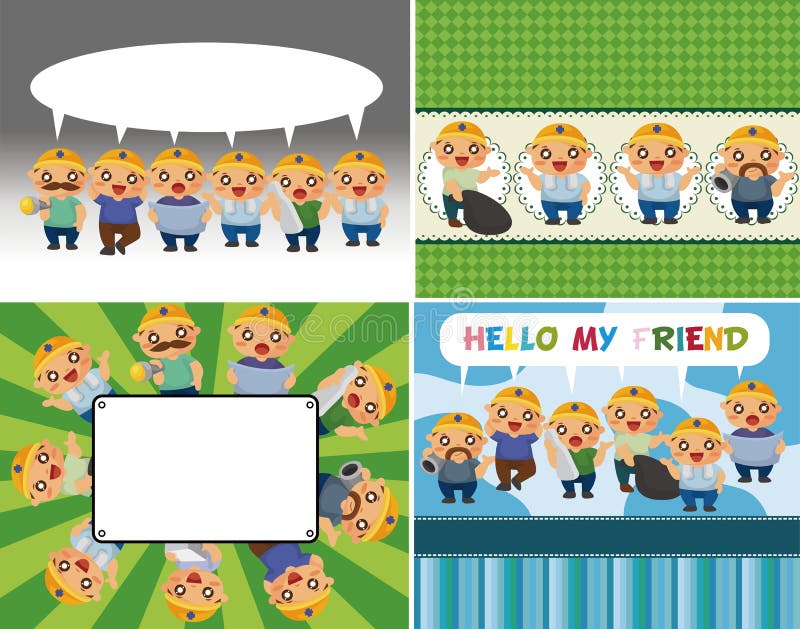 Cartoon worker card stock vector. Illustration of greeting - 22045382