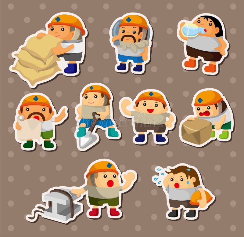 Cartoon worker stickers stock vector. Illustration of cartoon - 25924256