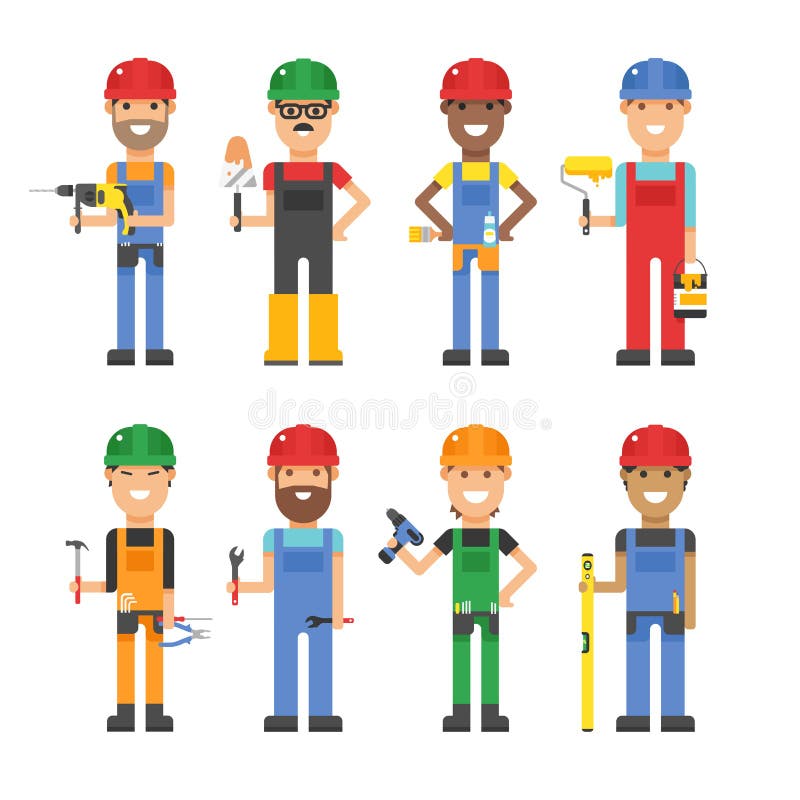 Cartoon Workers and Other Tools Under Construction Stock Vector ...