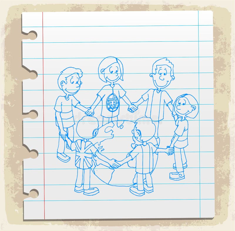 Cartoon World Planet on Paper Note, Vector Illustration Stock Vector ...