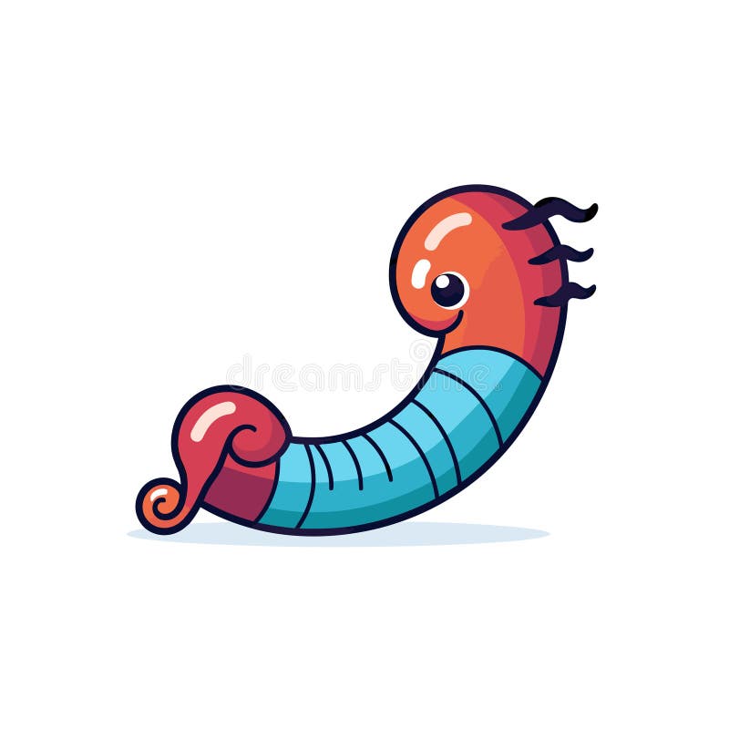 Vector of a Colorful Cartoon Worm with a Vibrant Blue and Red Body ...
