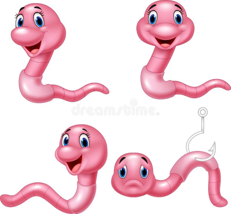 Cartoon Worm Collection Set Stock Vector - Illustration of earthworm ...