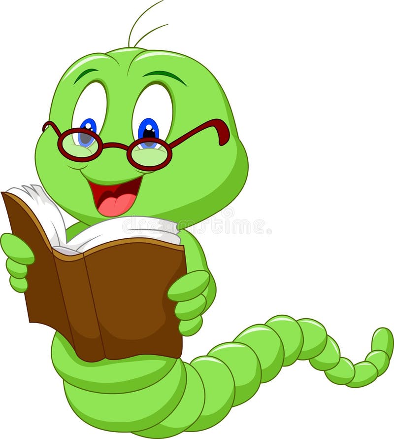 Cartoon worm reading book stock vector. Illustration of baby - 50839602
