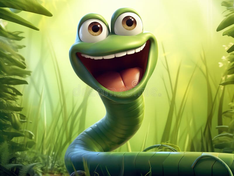 Cartoon Worm Smiling Made with Generative AI Illustration Stock ...
