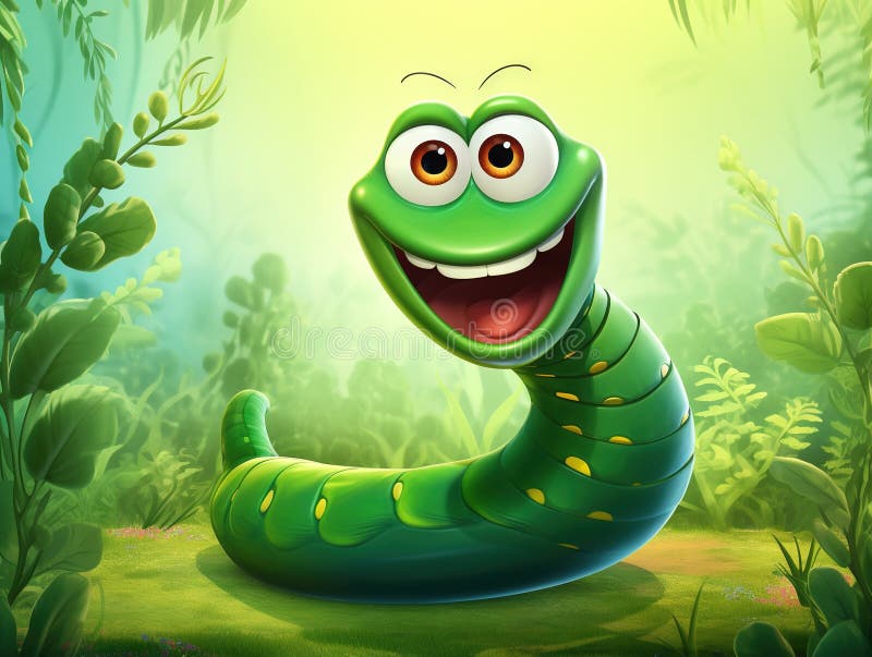 Cartoon Worm Smiling Made with Generative AI Illustration Stock ...