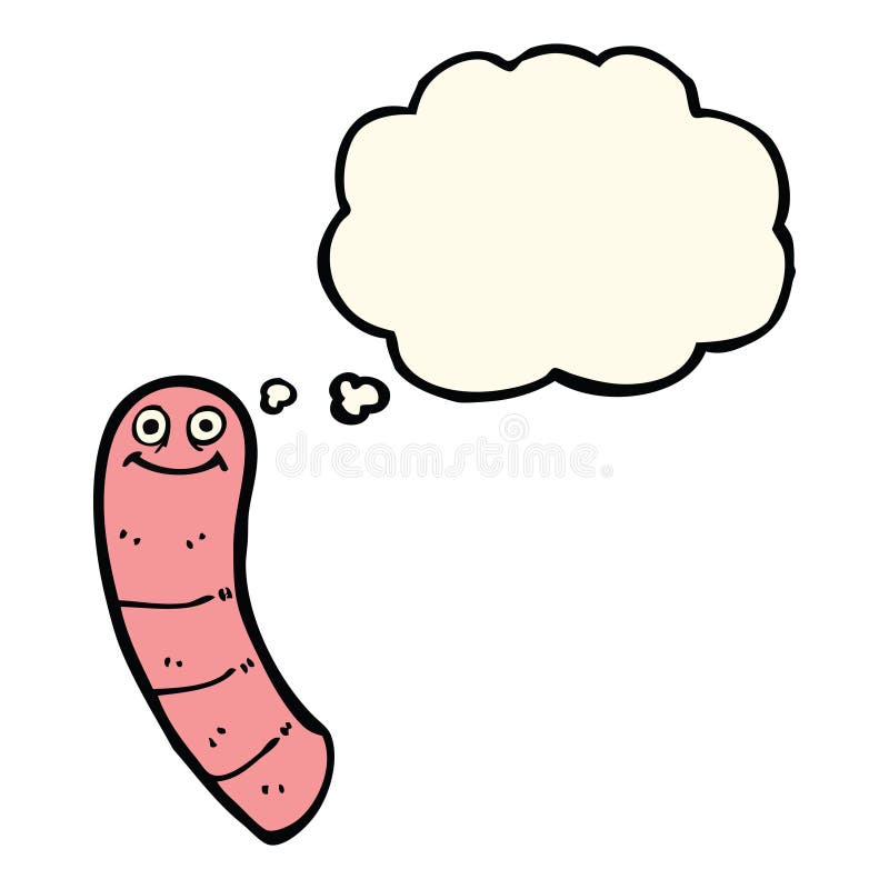 Cartoon Worm with Thought Bubble Stock Illustration - Illustration of ...