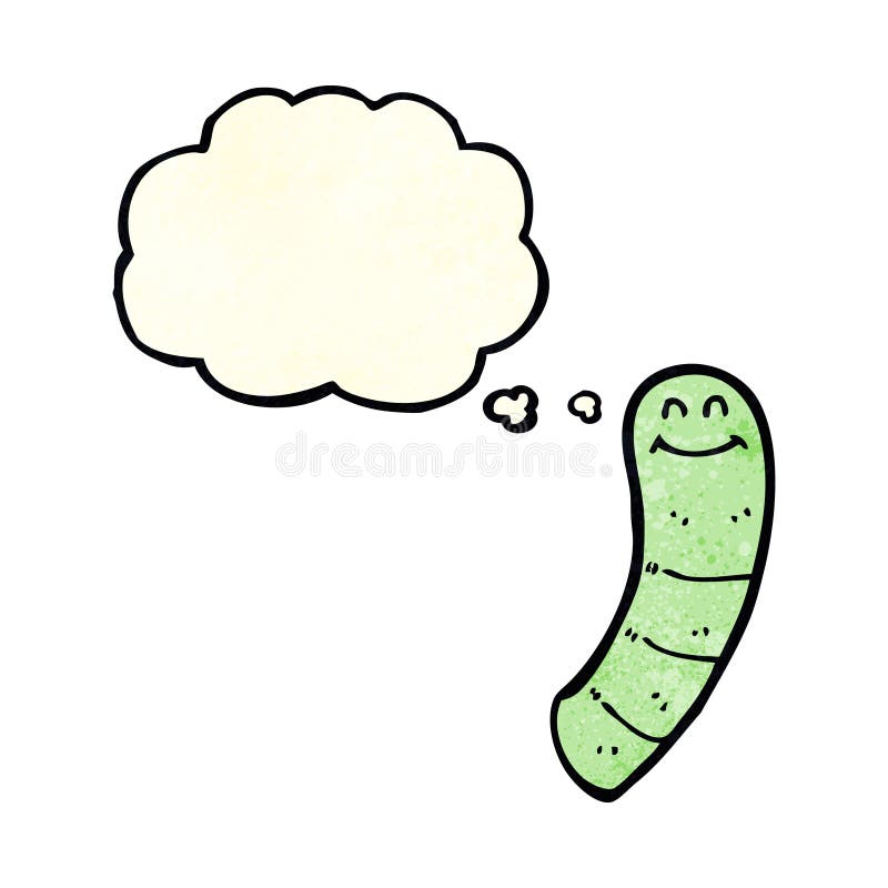 Cartoon Worm with Thought Bubble Stock Illustration - Illustration of ...