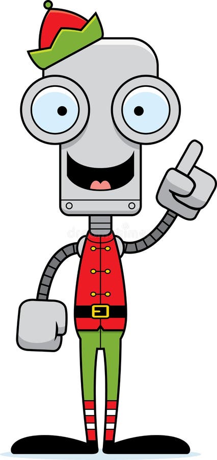 Cartoon Xmas Elf Robot Idea Stock Vector - Illustration of xmas ...