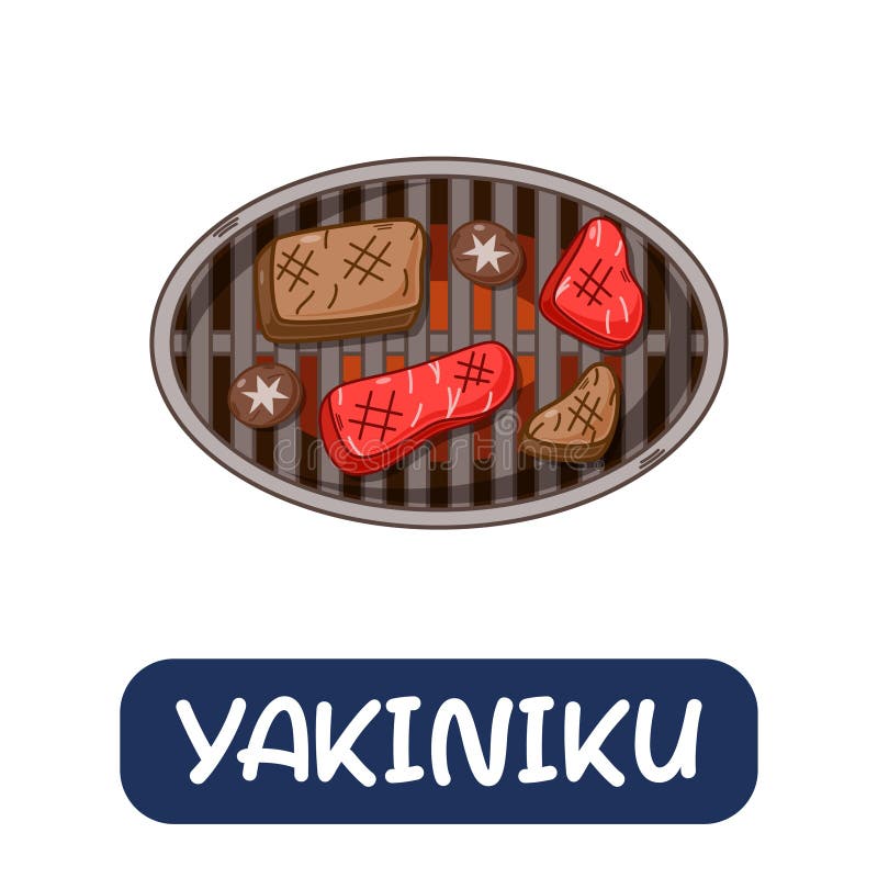 Cartoon Yakiniku, Japanese Food Vector Isolated on White Background ...