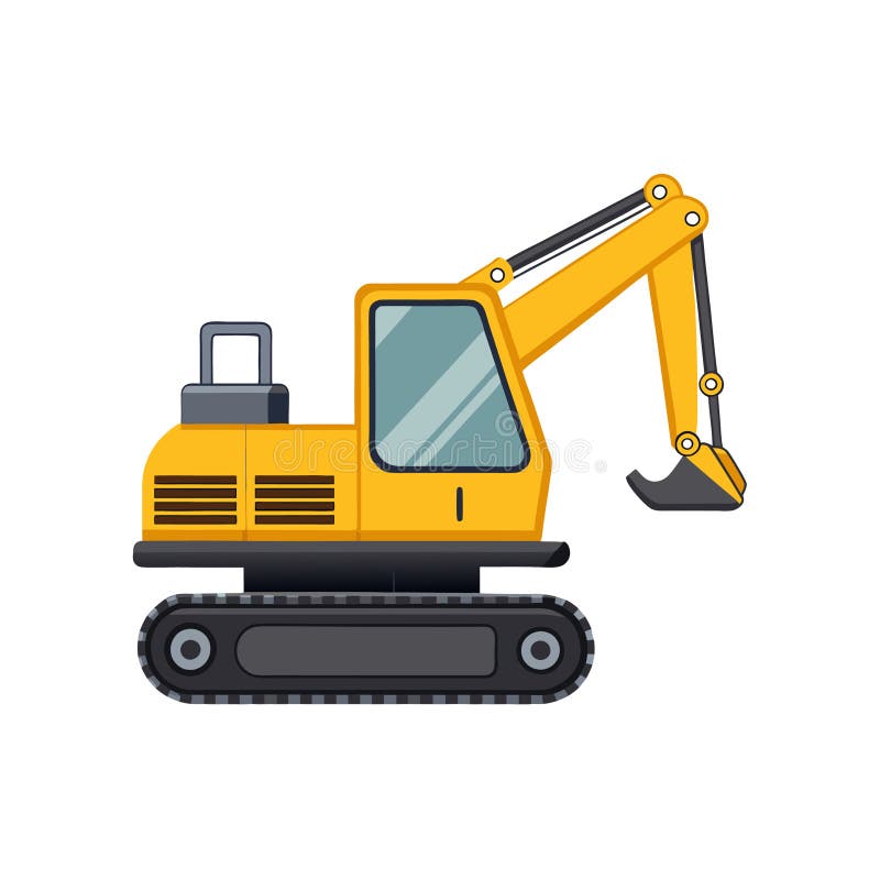 Cartoon Yellow Excavator for Construction and Building Needs Stock ...