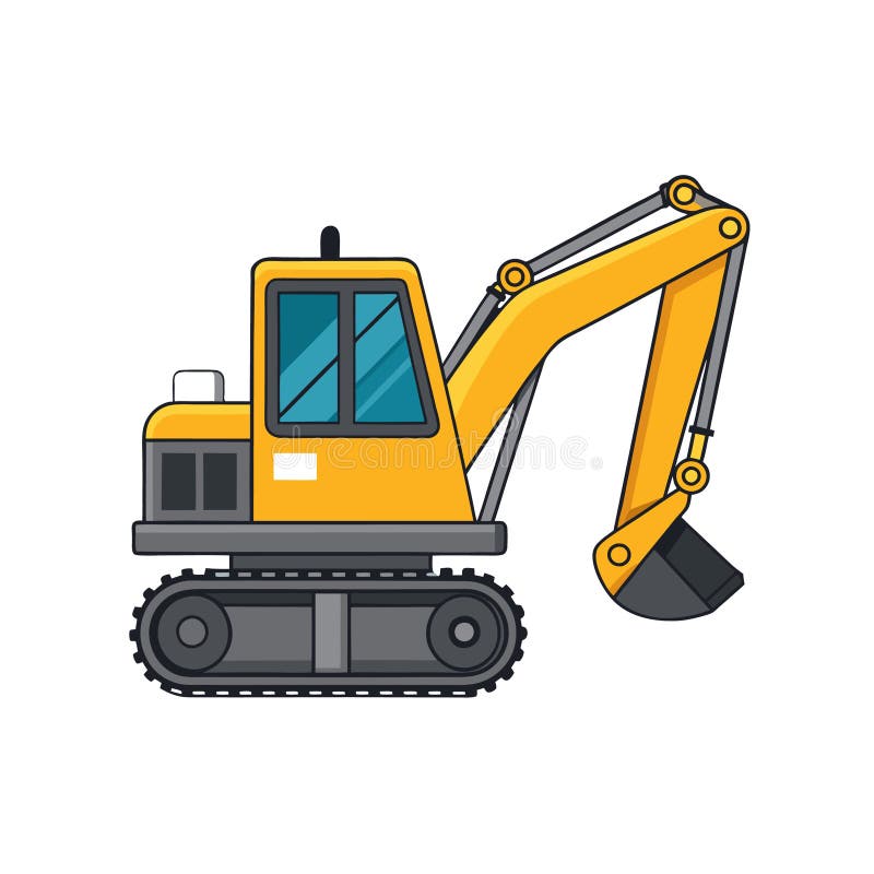 Cartoon Yellow Excavator Isolated on a White Background Stock ...