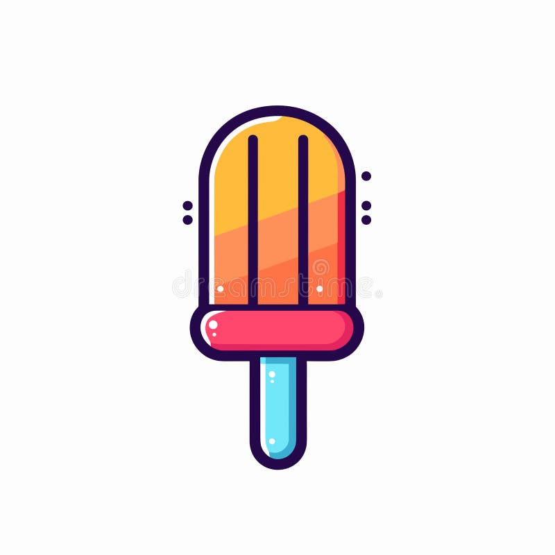 Cartoon Yellow and Orange Popsicle with Blue Handle Stock Illustration ...