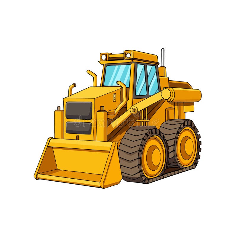 Cartoon Yellow Skid Steer Loader Construction Machine Illustration ...