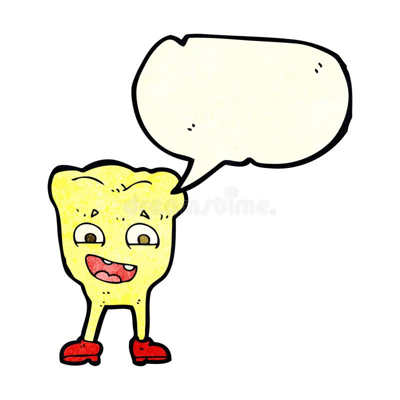 Cartoon Yellow Tooth with Speech Bubble Stock Illustration ...