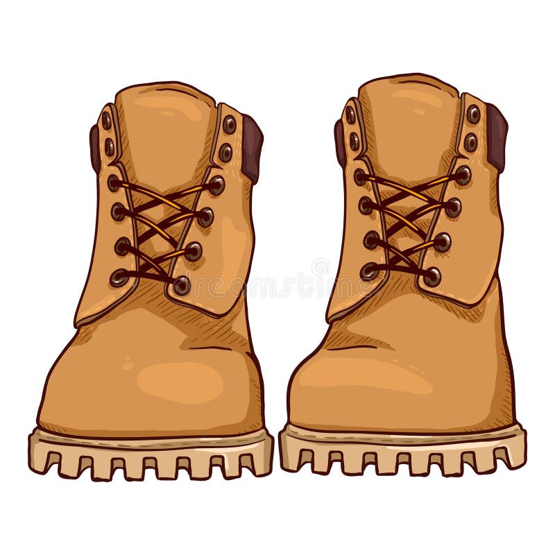 Cartoon Yellow Work Boots. Vector Illustration Stock Vector ...