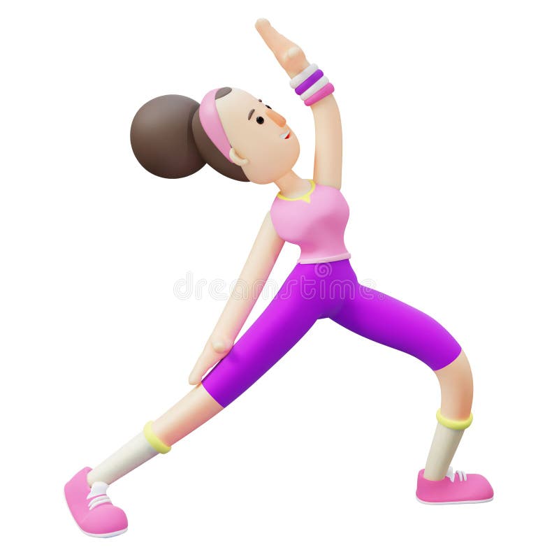 Cartoon Character Performing Yoga Reverse Warrior Pose Stock Photo ...
