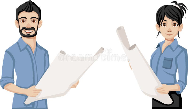 Cartoon young architects stock vector. Illustration of worker - 78983010
