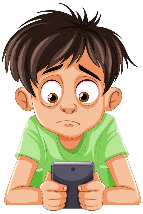 A Young Boy Focused on Playing a Game Stock Vector - Illustration of ...