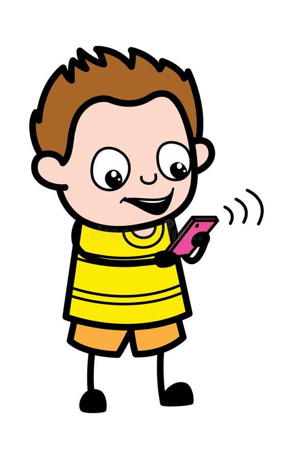 Cartoon Boy Watching Smartphone Stock Illustration - Illustration of ...