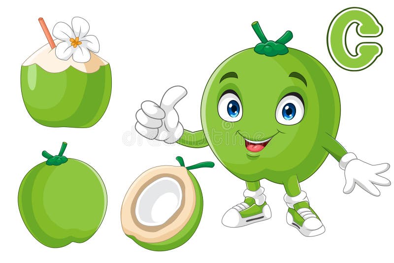 Cartoon Young Coconut Fruit Giving a Thumb Up Stock Vector ...