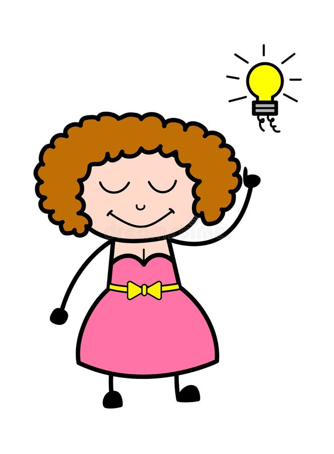 Cartoon Young Lady Got an Idea Stock Illustration - Illustration of ...